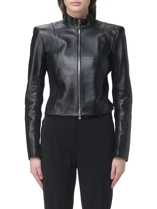 Patrizia Pepe Leather Biker Jacket - Black
