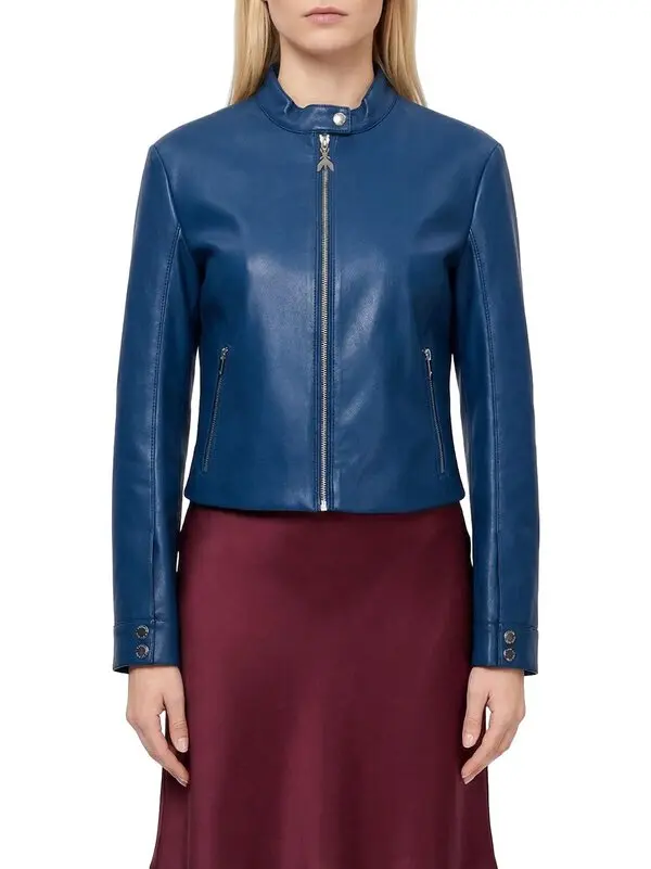 Patrizia Pepe Faux Leather Biker Jacket - Blue