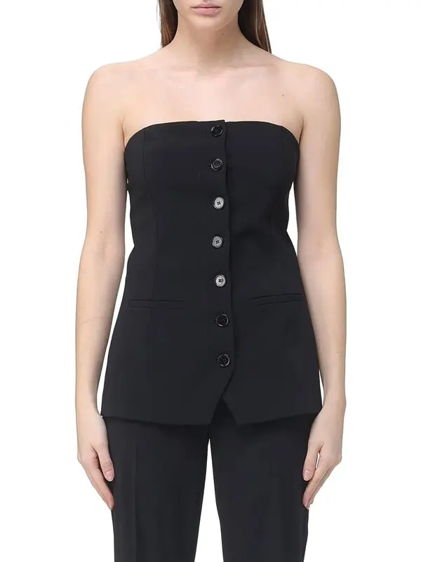 Patrizia Pepe Buttoned Top - Black
