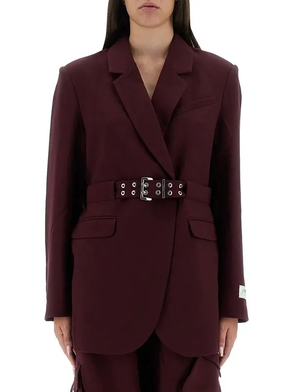 GANNI Belted Jacket - Burgundy