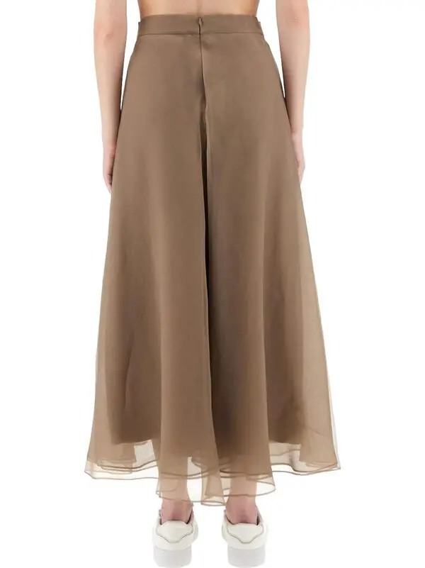 Brunello Cucinelli Pleated Midi Skirt - Beige