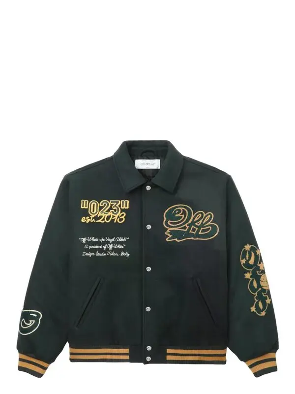 Off-White Embroidered Bomber Jacket - Green