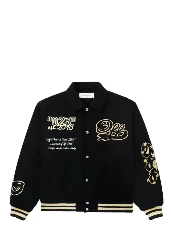 Off-White Logo-embroidered Bomber Jacket - Black