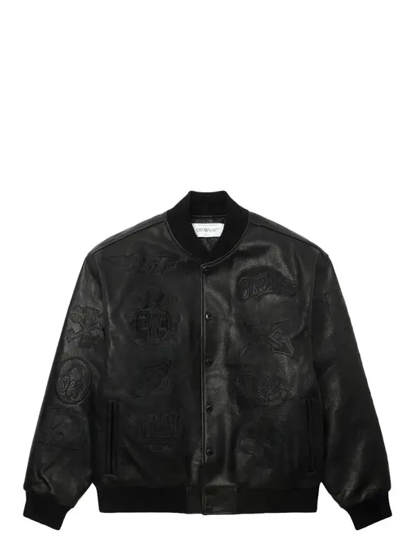 Off-White Logo-embossed Leather Jacket - Black