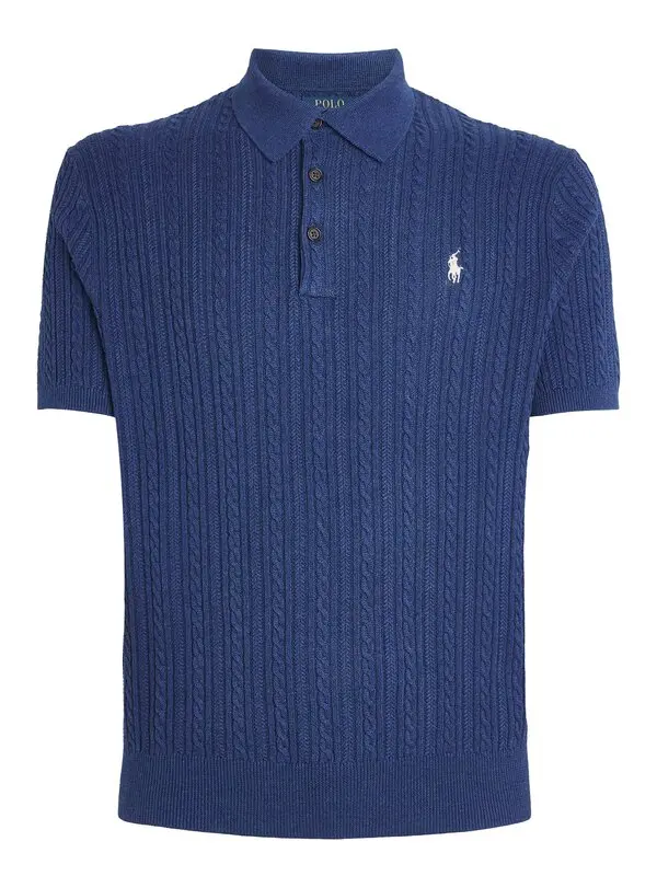 Polo Ralph Lauren Cotton Cable-knit Polo Shirt - Navy