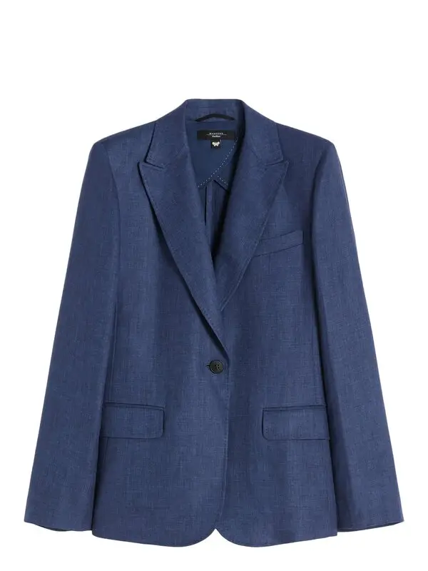 Max Mara Linen Single-breasted Blazer - Blue