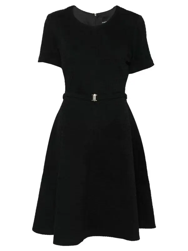 MARCCAIN Belted Textured Mini Dress - Black