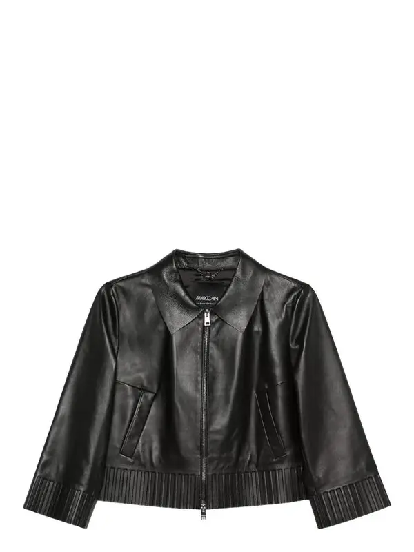 MARCCAIN Leather Zip-up Jacket - Black