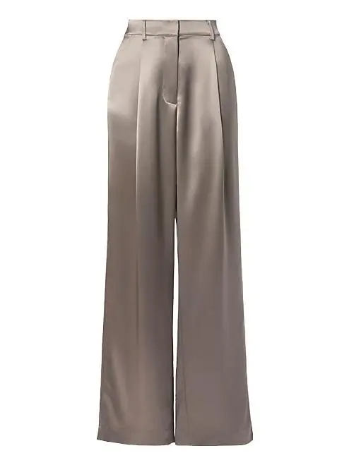 MALINA Satin Wide-leg Trousers - Graphite