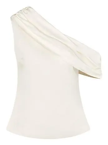 MALINA Seleah Asymmetrical Satin Top - Vanilla