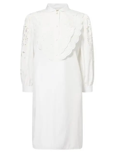 Valentino Garavani Embroidered Cotton Mini Shirt Dress - Bianco