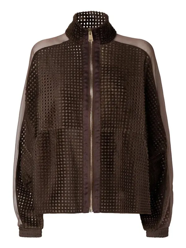 Fendi Shearling Jacket With Organza Inserts - Brown