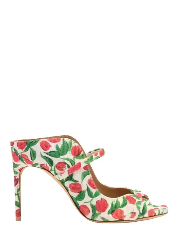 MALONE SOULIERS Floral Print T-strap Sandals - White