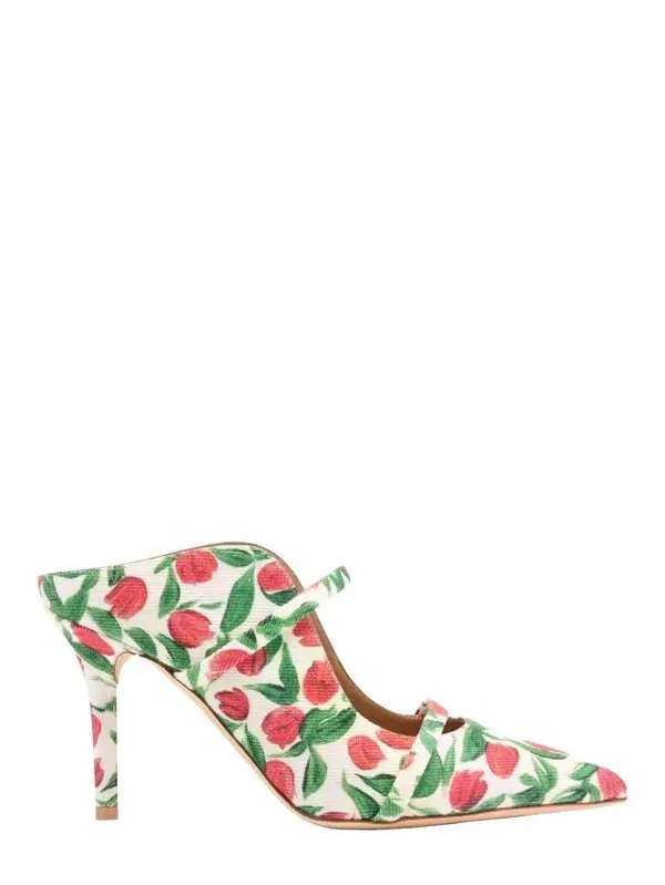 MALONE SOULIERS Noah Tulip Print Mules - White