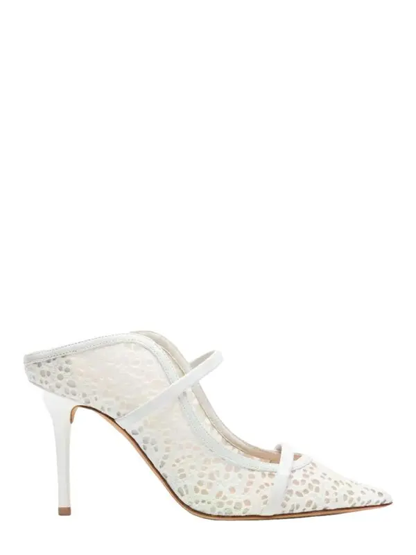 MALONE SOULIERS Maureen Broderie Mesh Mules - White