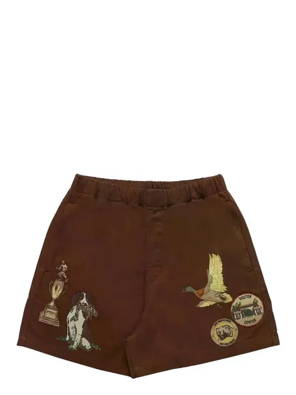 SAMUEL ZELIG Trail Embroidered-artwork Shorts - Brown