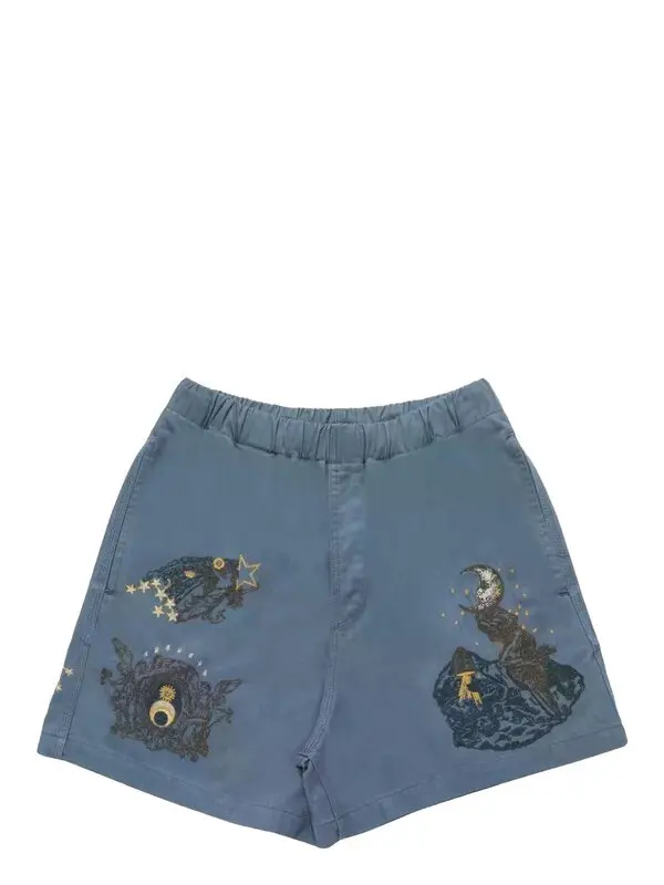 SAMUEL ZELIG La Luna Embroidered Shorts - Blue