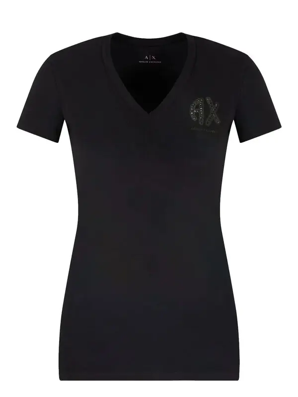 Armani Exchange Logo-embellished T-shirt - Black