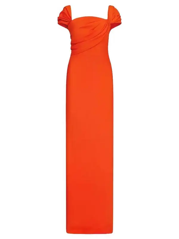 Oscar De La Renta Draped Detailed Gown - Orange