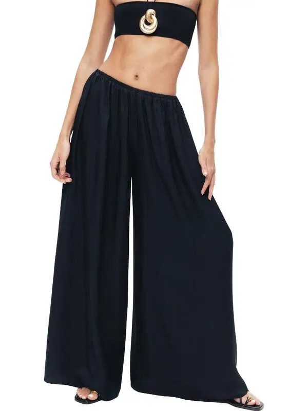 NOCTURNE Elasticated Wide-leg Pants - Black
