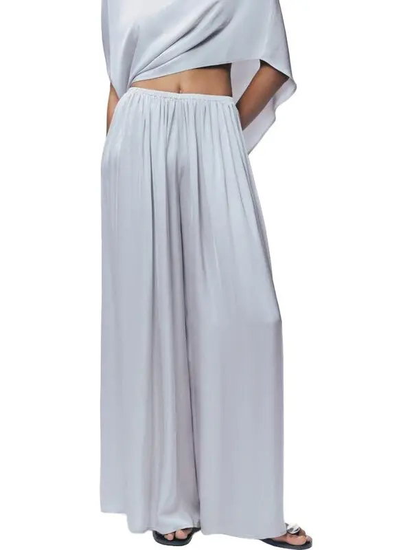 NOCTURNE Elasticated Wide-leg Pants - Grey