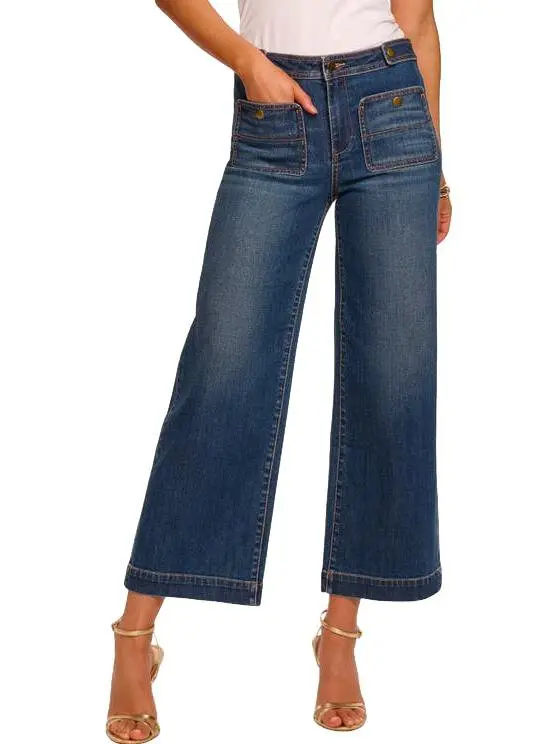 Ramy Brook Gemma Patch Pocket Wide Leg Jeans - Medium Wash
