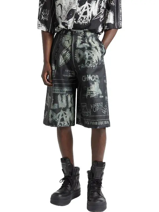 LU'U DAN Printed Wide-leg Shorts - Punk Flyer
