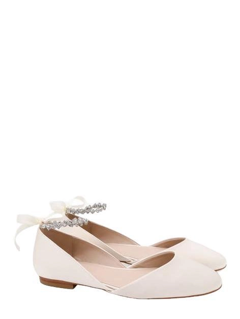 KAILEE P Gloria Satin Round Toe Flat - Ivory