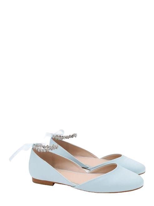 KAILEE P Gloria Satin Round Toe Flat - Light Blue