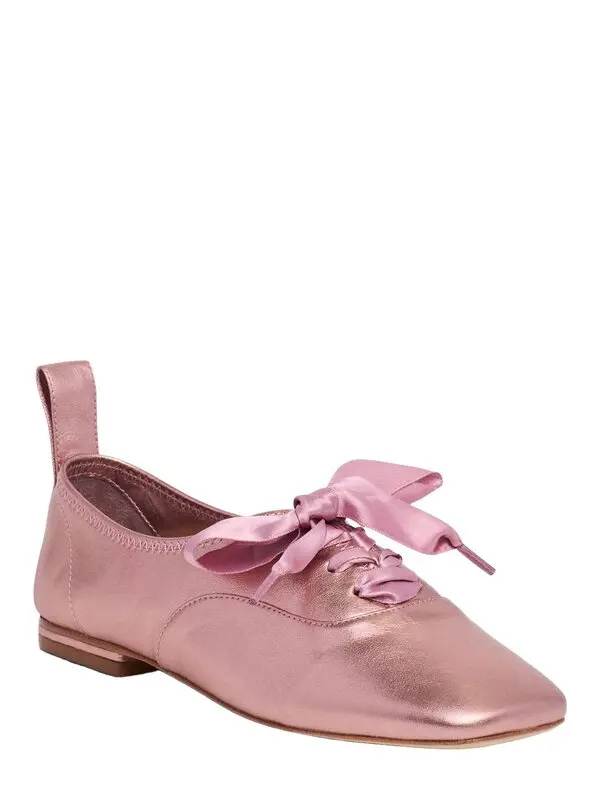 Cinq À Sept Christina Lace-up Flat - Soft Pink Metallic