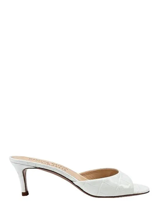 MADISON MAISON Lexis Croc Effect High Heel Mule - White
