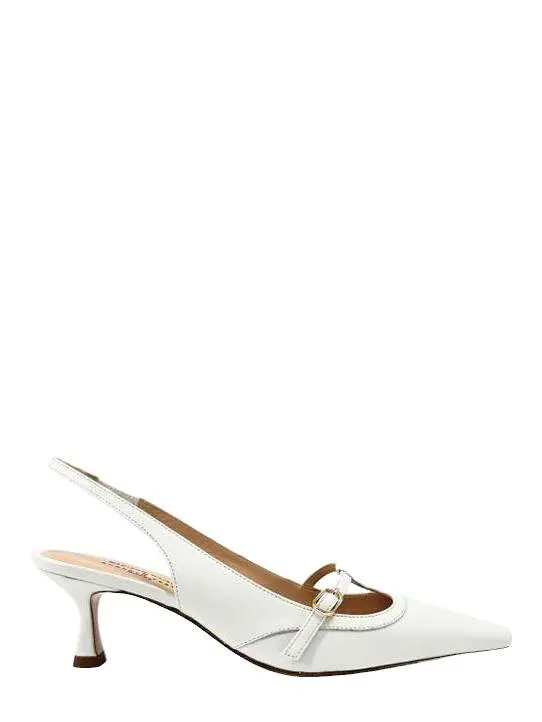 MADISON MAISON Penny Kitten Heel Slingback - White