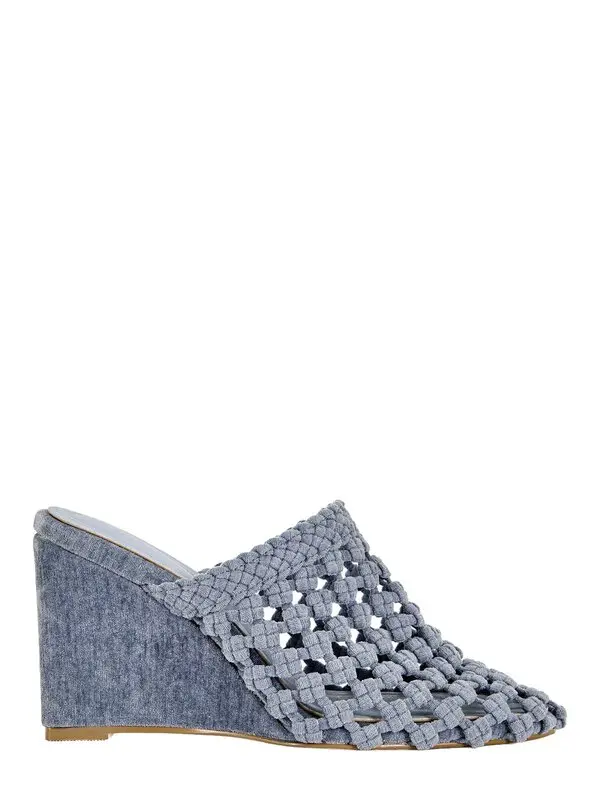 AZALEA WANG Gwendolyn Crochet Wedge Mule - Blue