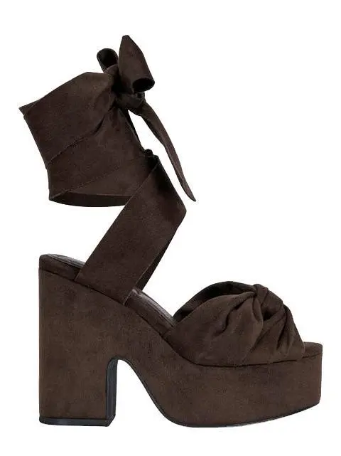 AZALEA WANG Saki Block Heel Sandals - Chocolate