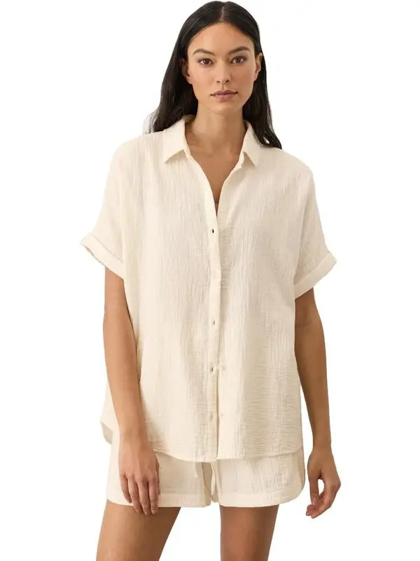 PACT Organic Cotton Double Gauze Relaxed Shirt - Cream
