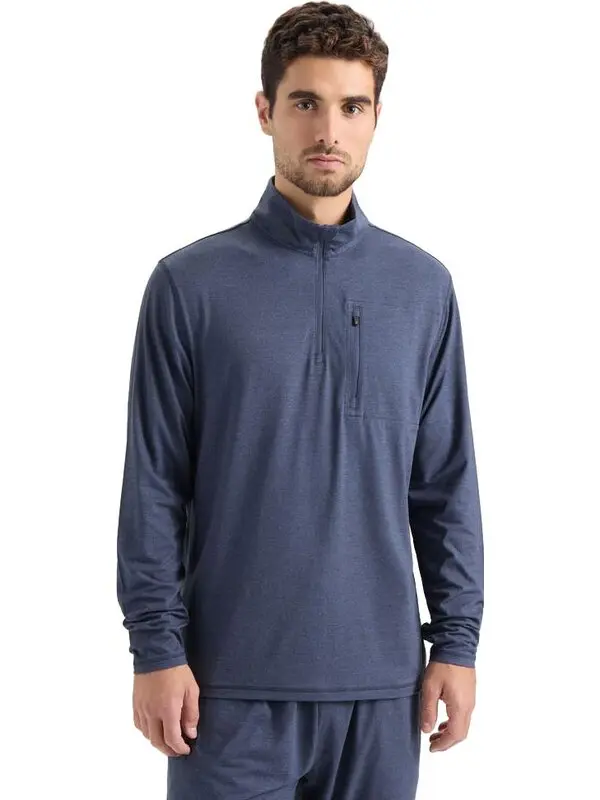 SALT LIFE Stamina Zip Mock Neck Pullover - Navy Heather