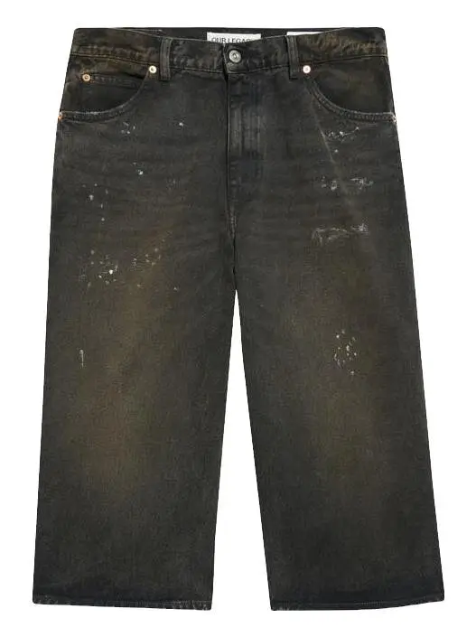 Our Legacy Paint Splattered Denim Bermuda Shorts - Nebula Wash