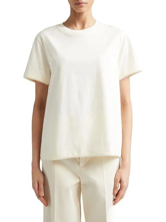 Moncler Scalloped Trim Cotton T-shirt - White