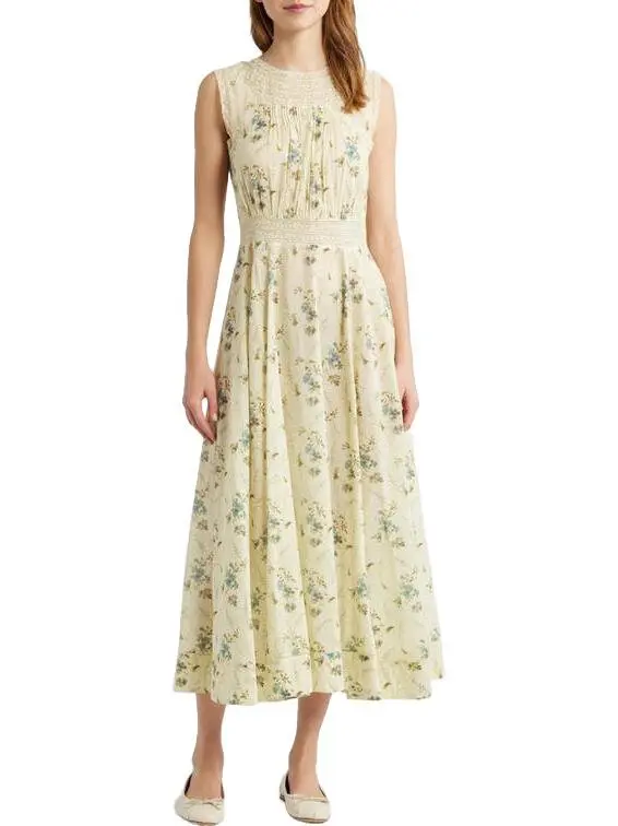 DÔEN Liliane Floral Lace Organic Cotton Dress - Sunshine Prairie Rose
