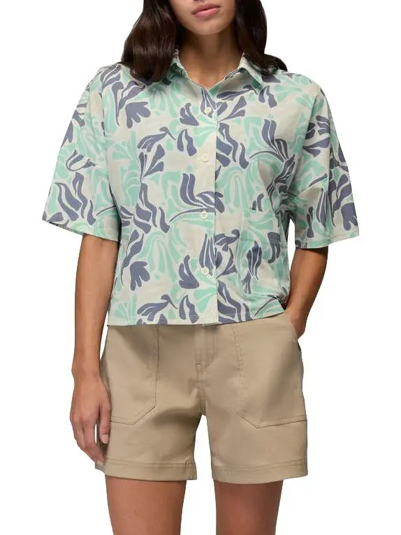 Prana Railay Crop Button-up Shirt - Sea Glass Seaweed