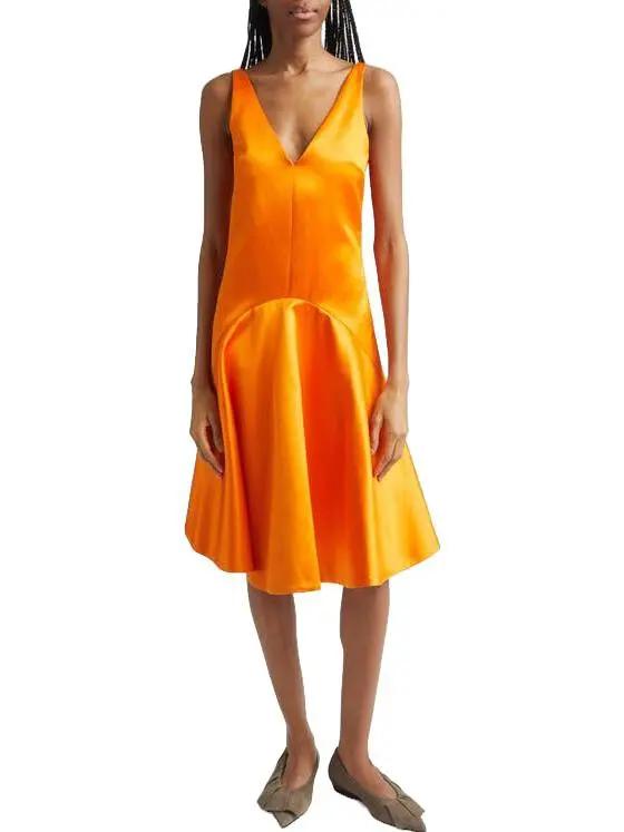 JW Anderson Draped Double Face Satin Dress - Satsuma