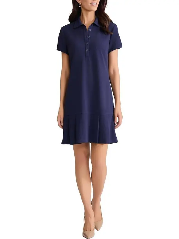 Jones New York Karolina Pleated Polo Dress - Pacific Navy