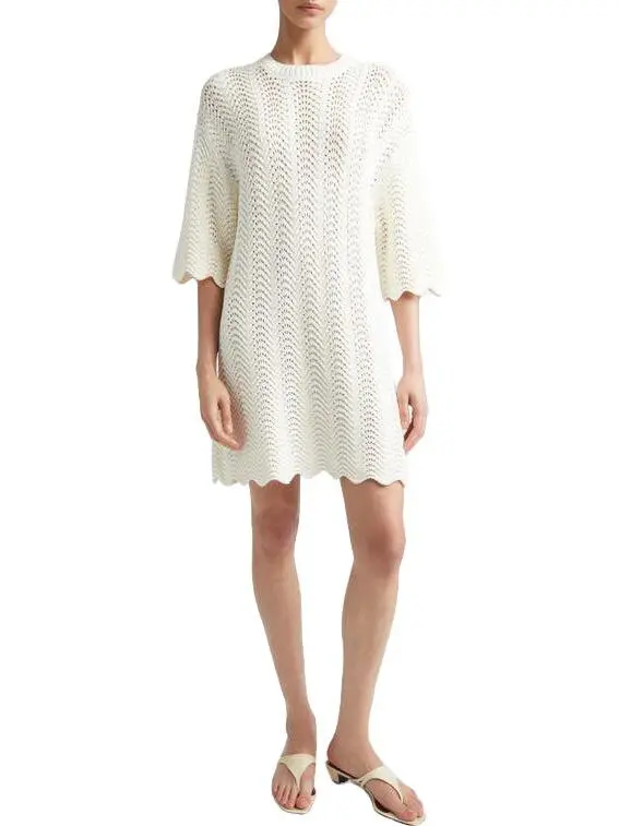 Loulou De Saison Wafa Ottoman Pointelle Sweater Dress - Ivory