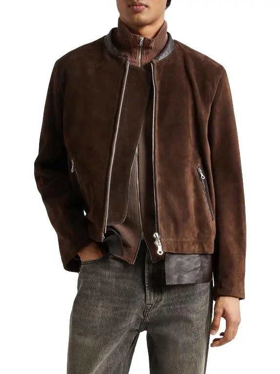 Our Legacy Drift Suede & Leather Jacket - Wenge Brown Wet Suede