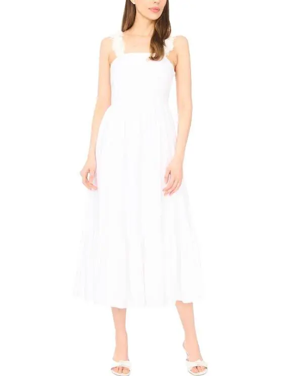 CECE DUPRAZ Floral Strap Midi Dress - Ultra White