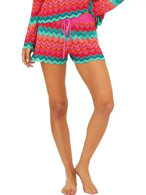 Beach Riot Balboa Knit Scallop Cover-up Shorts - Passion