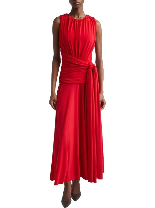Brandon Maxwell The Isadora Draped Jersey Maxi Dress - Red