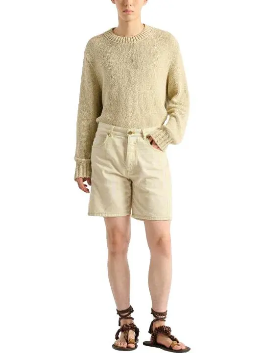 Balmain Faded Denim Bermuda Shorts - Beige