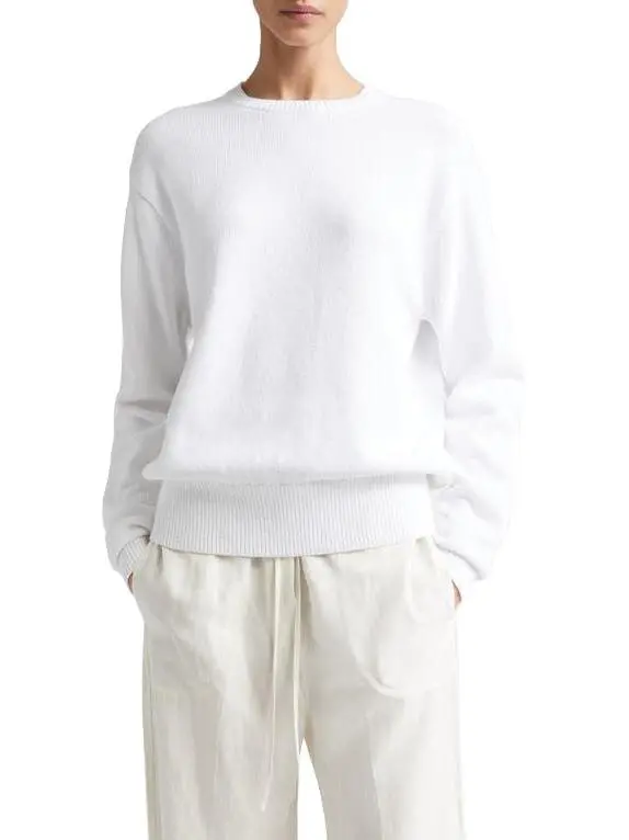 TOTEME Classic Organic Cotton Crewneck Sweater - Optic White