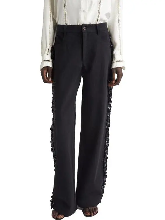 DIOTIMA Burro Paillette Wide Leg Jeans - Black